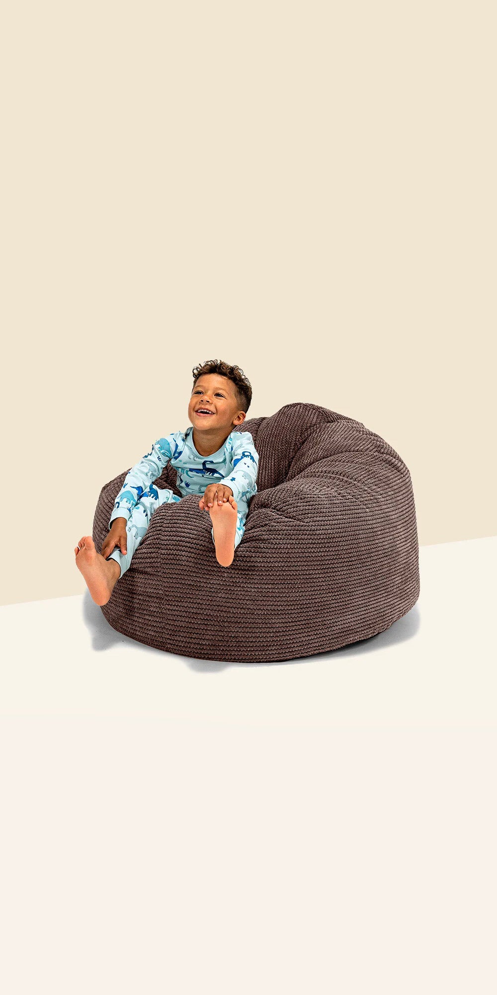 Lounge Pug, Sitzsack Kinder XL, Cord Elfenbein– Big Bertha Original DE