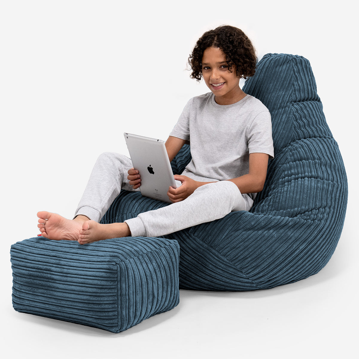 Lounge Pug Kinder Gaming Sitzsack Sessel Cord Marineblau Gaming