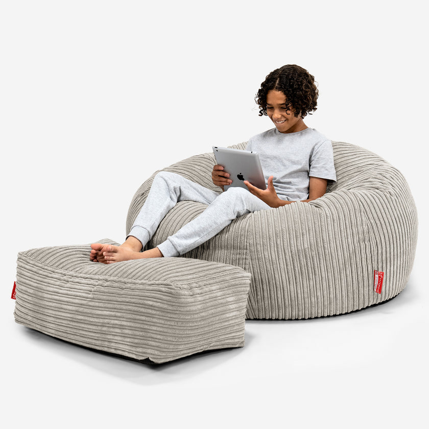 Lounge Pug Klassisches Kinder Sitzsack Sofa Cord Nerzfarben Große